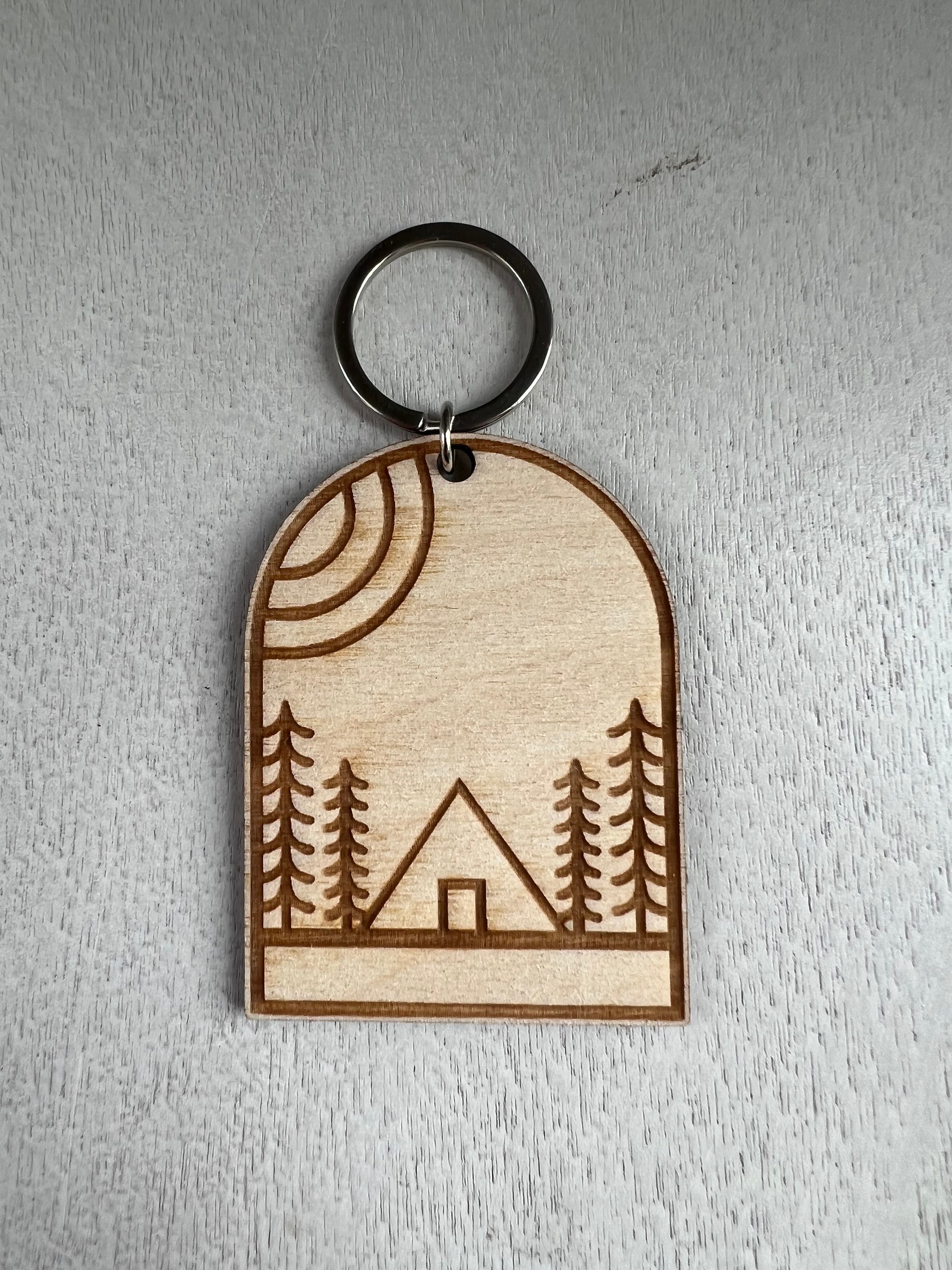 Outdoors Arch Engraved Wood Keychain - Etsy