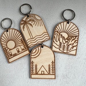 Outdoors Arch Engraved Wood Keychain - Etsy