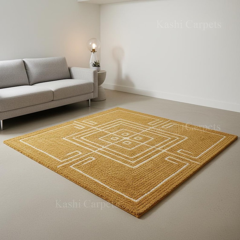 Hand Tufted New Zealand Wool Rug – Geometric Mustard Area Rug - Etsy UK