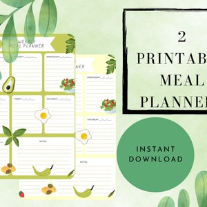 Printable Weekly Meal Planner, Instant Download PDF, Meal Plan Template ...
