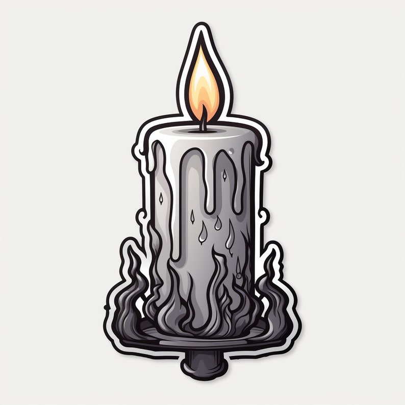 Horror Movie Candles Sticker Black and White Aesthetic Sticker Cool ...