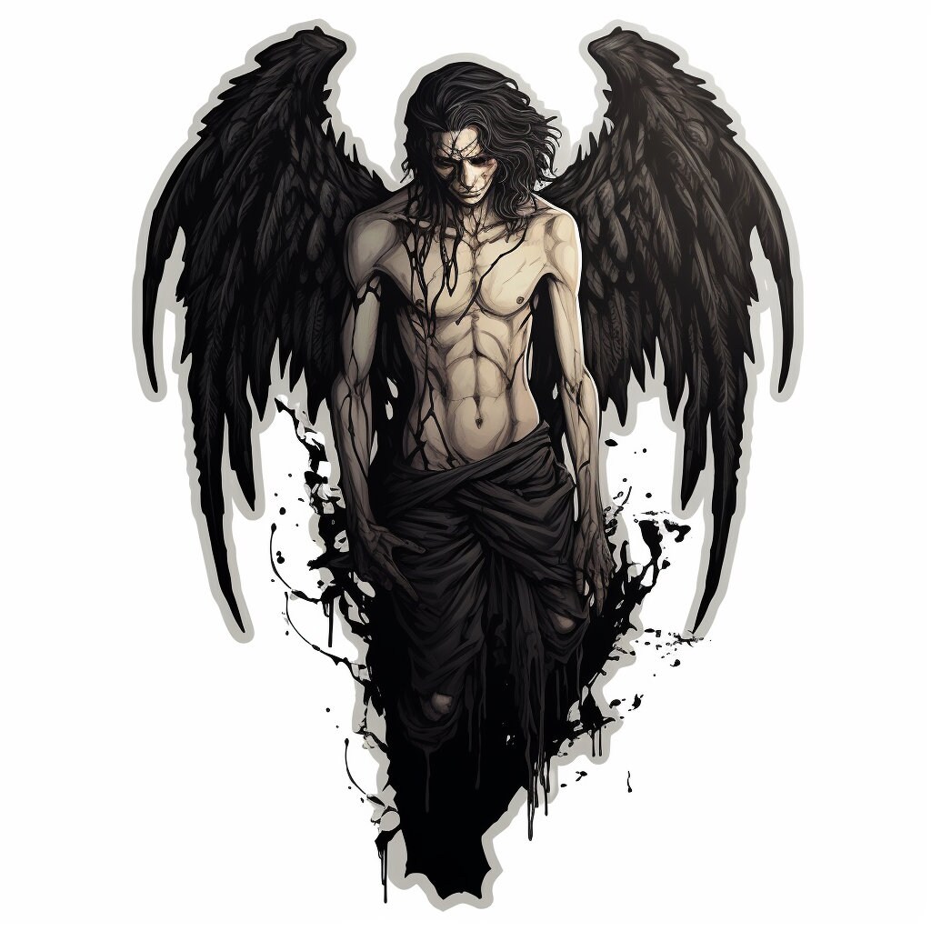 Goth Fallen Angel Sticker - Black and White Aesthetic Sticker - Cool ...