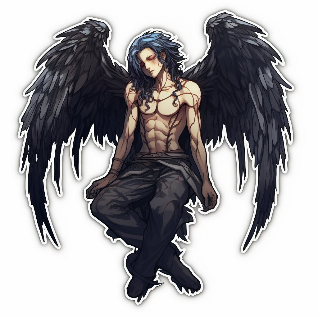 Goth Fallen Angel Sticker Black and White Aesthetic Sticker Cool Goth ...
