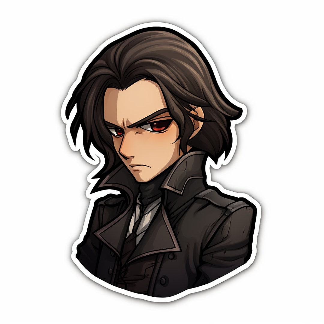 Goth Brown Haired Warlock Sticker - Halloween Decoration - Cool Goth ...