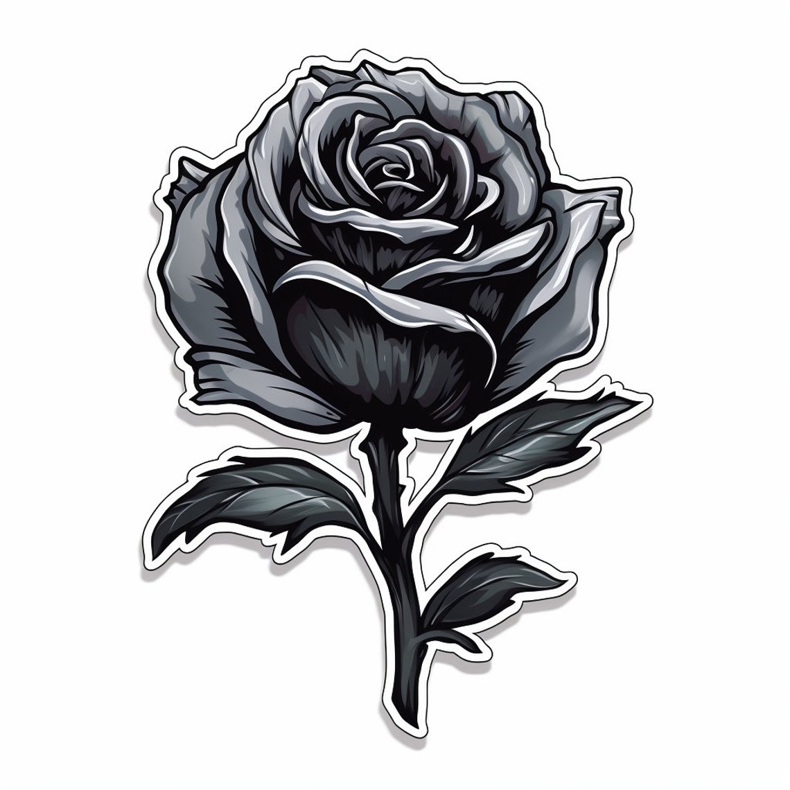 Vintage Gothic Rose Sticker: Black and White, Waterproof, Removable, 3 ...
