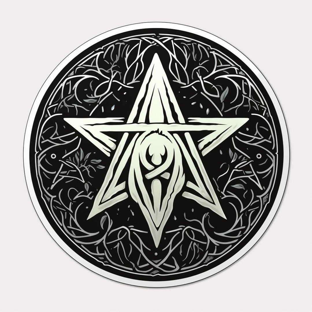 Vintage Gothic Symbol Sticker: Black and White, Waterproof, Removable ...