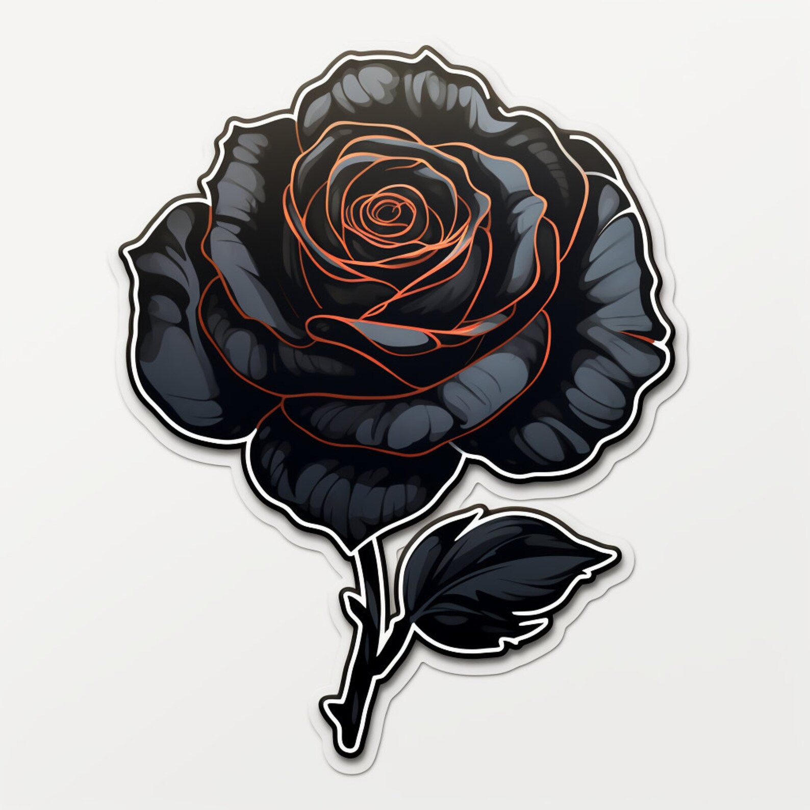 Vintage Gothic Rose Sticker: Black and White, Waterproof, Removable, 3 ...
