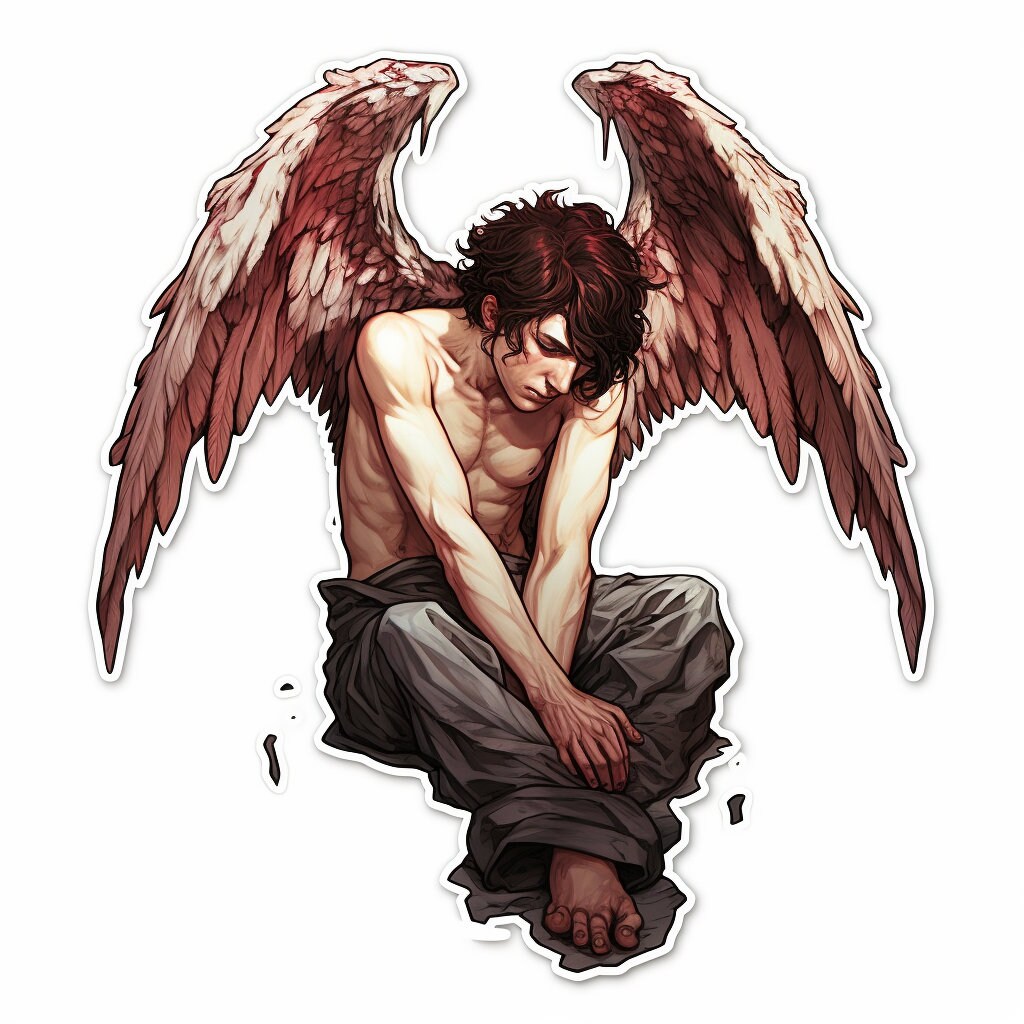 Goth Fallen Angel Sticker Black and White Aesthetic Sticker Cool Goth ...