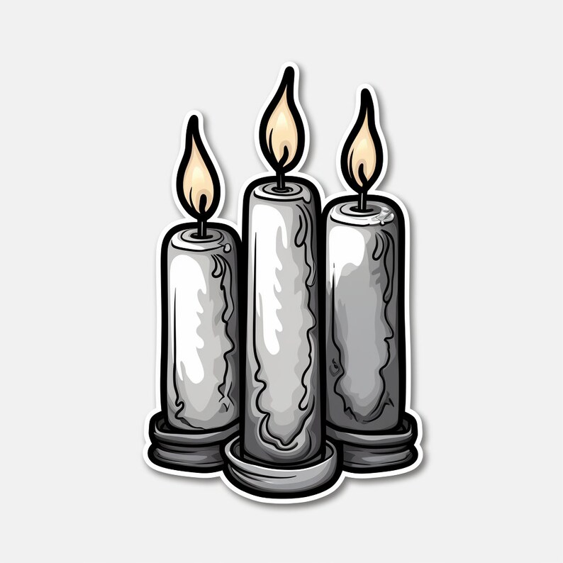 Horror Movie Candles Sticker Black and White Aesthetic Sticker Cool ...