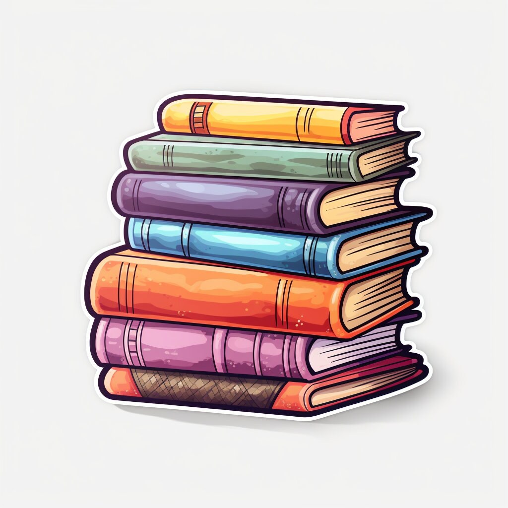 Colorful Stack of Books Stickers: A Fun Way to Add Some Literary Flair ...