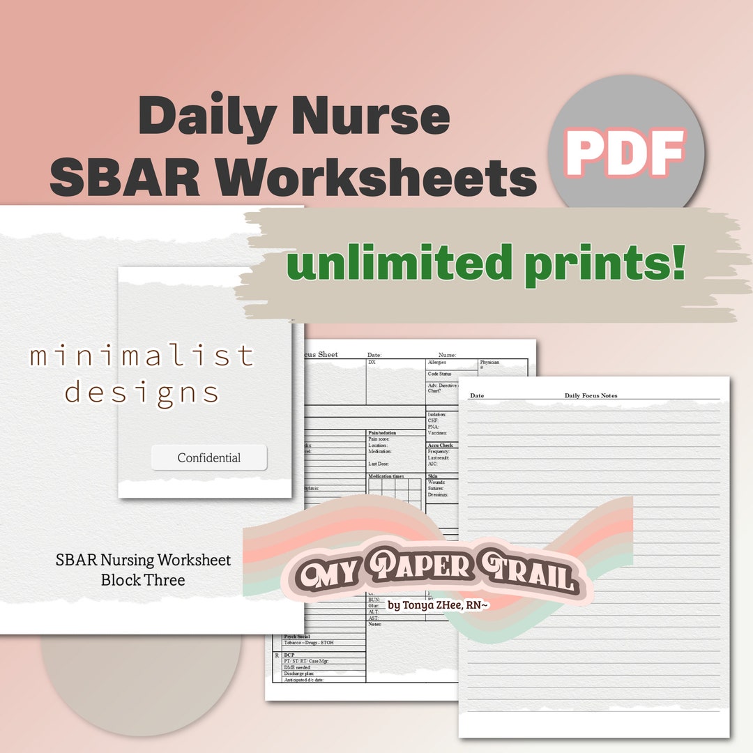 SBAR Nursing Worksheet Minimalist Documentation Nursing - Etsy