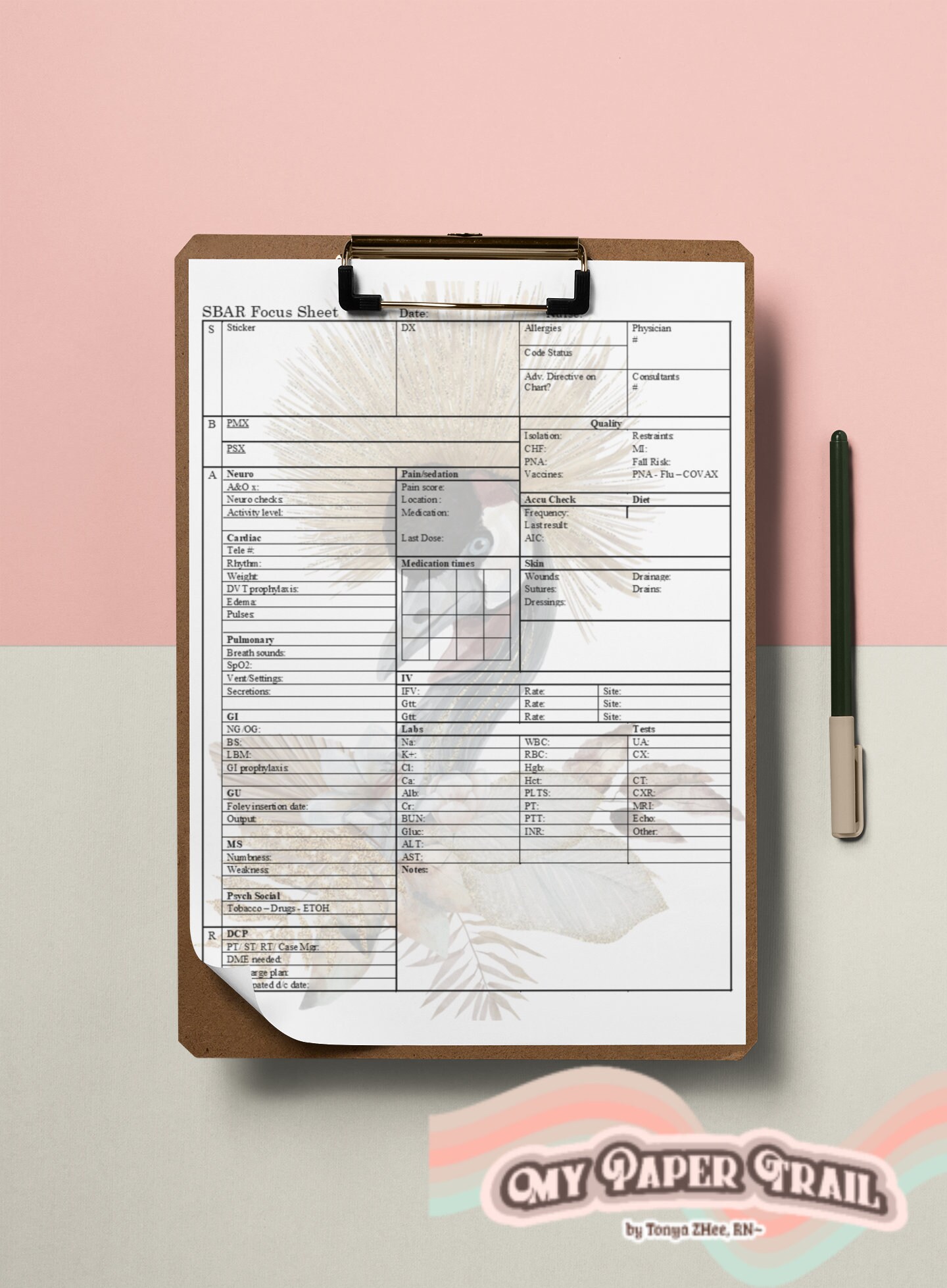 SBAR Nursing Worksheet Animal Bird Documentation Nursing - Etsy