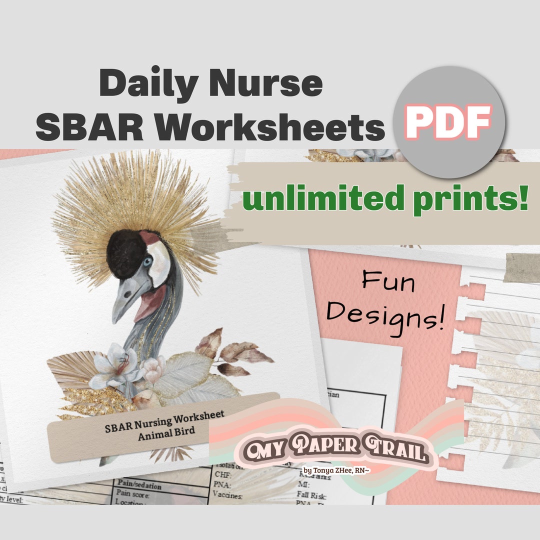 SBAR Nursing Worksheet Animal Bird Documentation Nursing - Etsy
