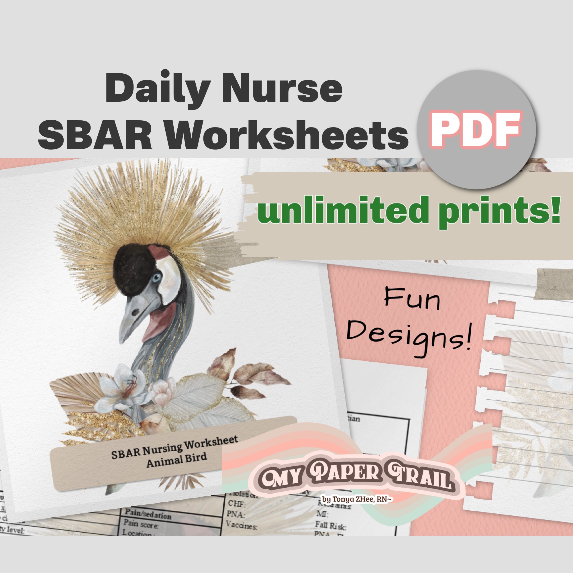 SBAR Nursing Worksheet Animal Bird Documentation Nursing - Etsy