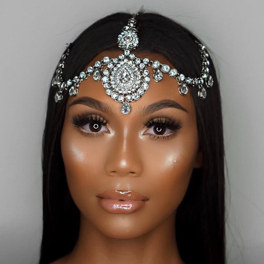 Luxury Crystal Head Chain Headpiece Forehead Teardrop - Etsy