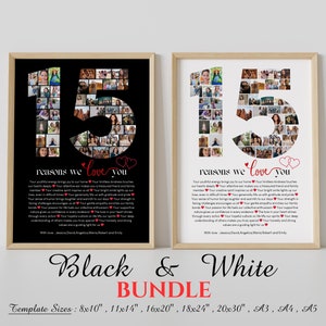 15 Reasons We Love You Poster With Collage Template, Printable 15th ...