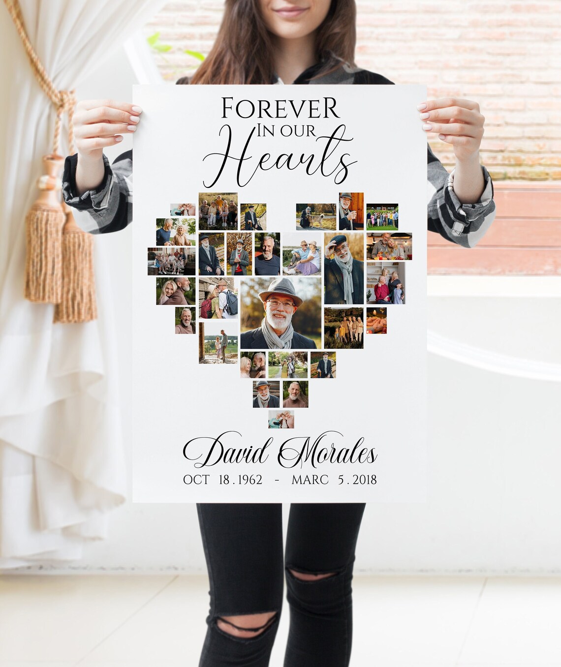 Heart Funeral Welcome Sign Photo Collage Template Memorial - Etsy