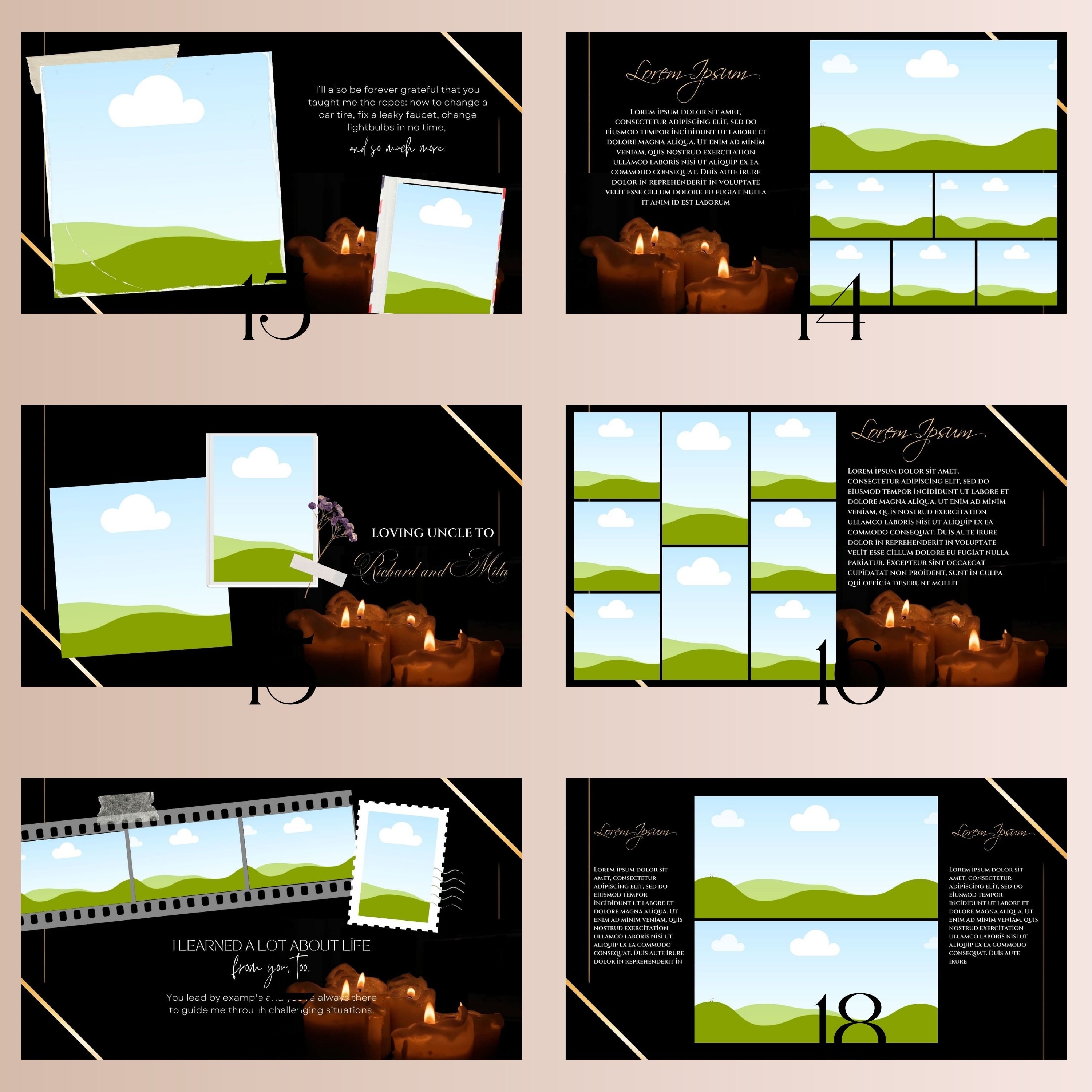 Funeral Slideshow Template, Black and Gold Memorial Video, Celebration ...