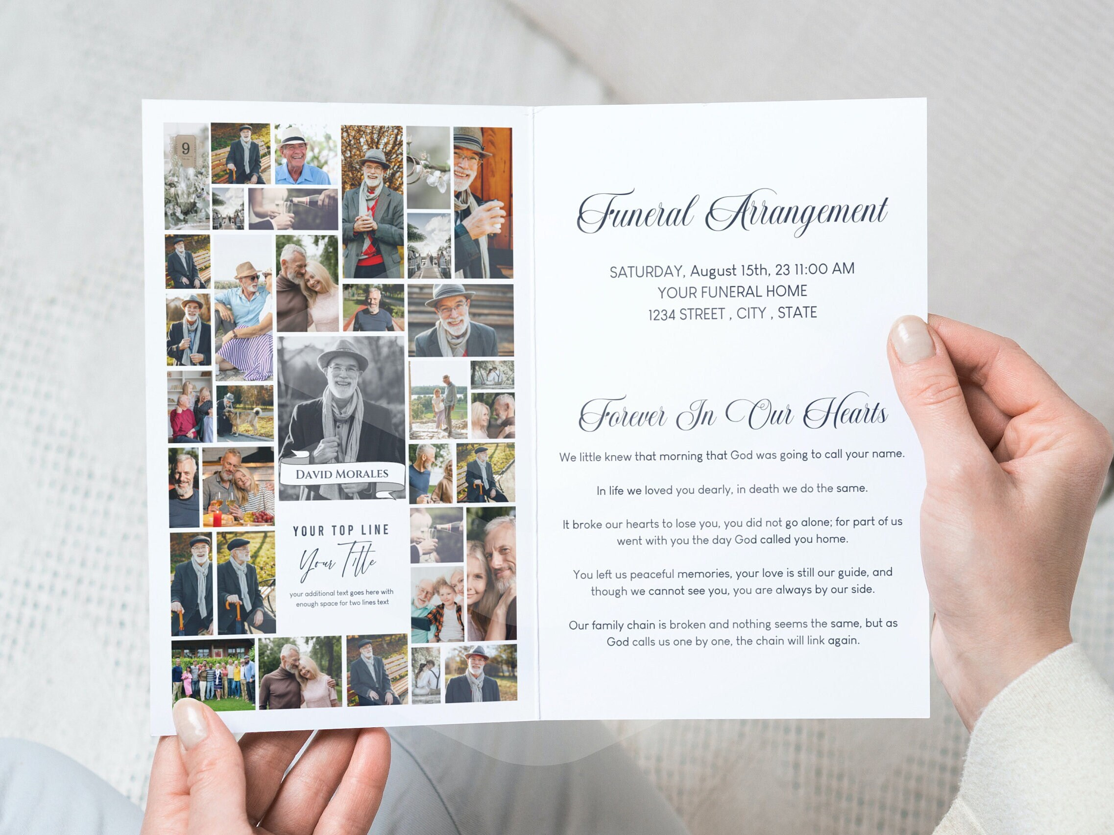 Funeral Collage Program Template Simple Photo Obituary Program Memorial Program Printable ...