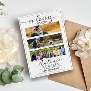 Minimalist Funeral Invitation Template,simple Photo Celebration of Life ...