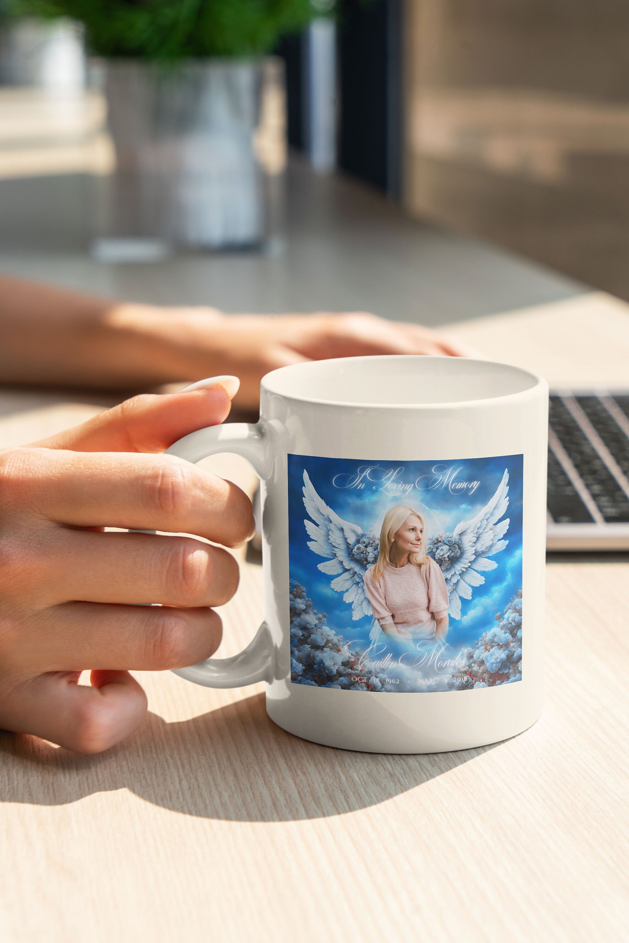 Blue Angel Wings, in Loving Memory PNG, Memorial Background EDITABLE ...