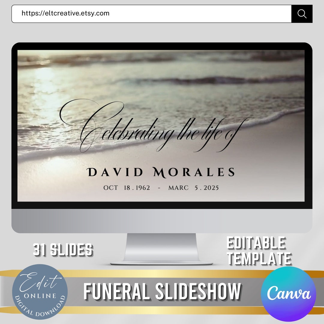 Sea and Beach Funeral Slideshow Template, Memorial Video, Celebration ...