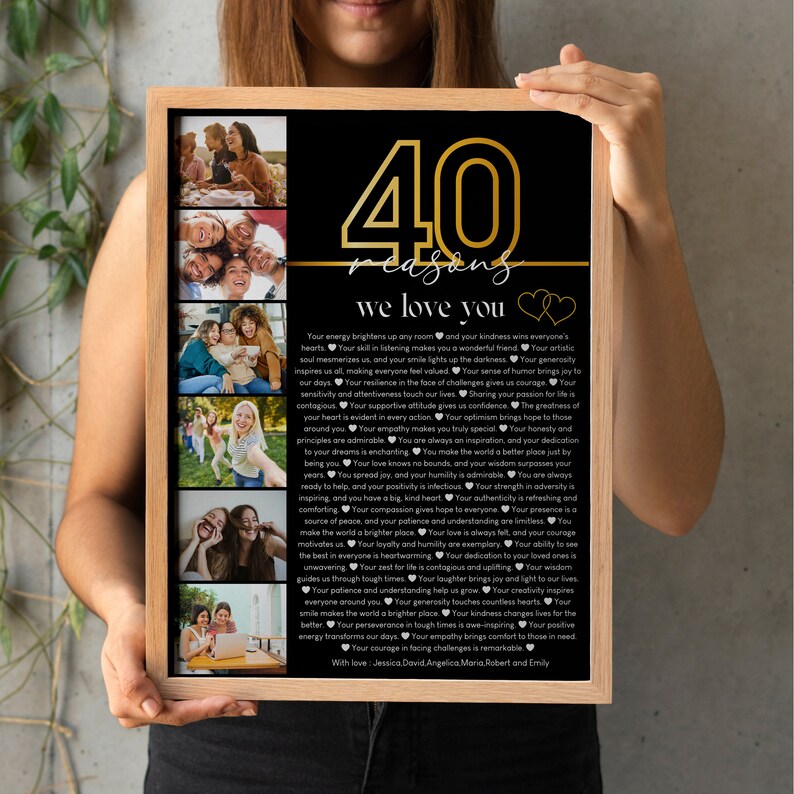 40th Birthday Photo Poster: 40 Reasons We Love You (CANVA Template) - Etsy