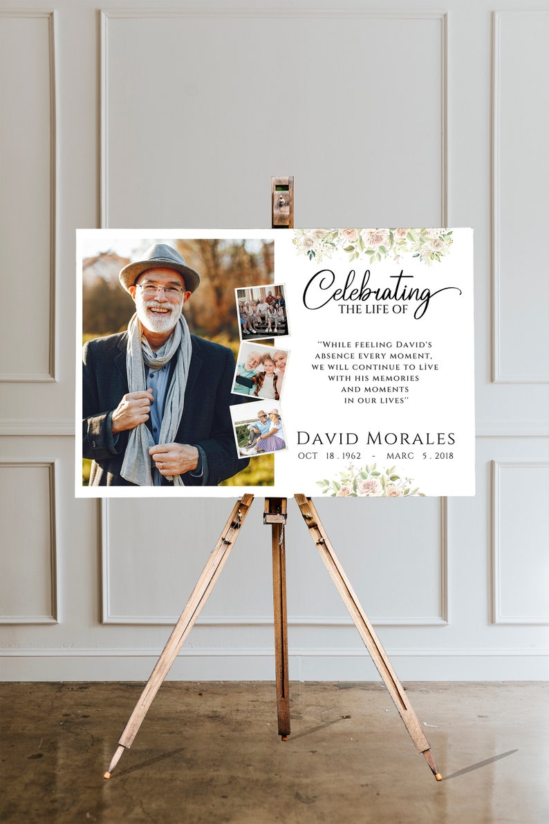 Funeral Photo Collage Template for 4 Photos, Funeral Photos Poster ...