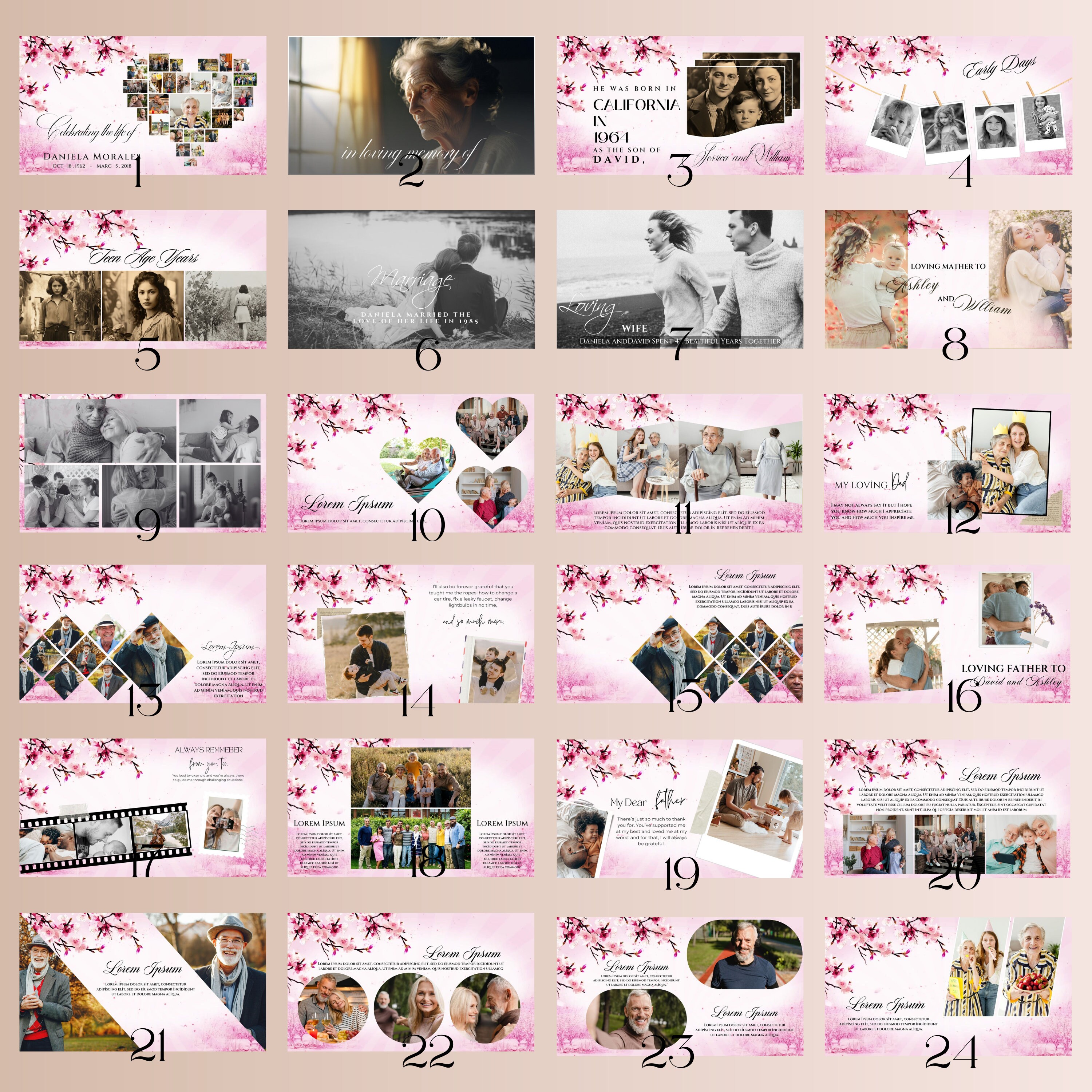 Floral Funeral Slideshow Template, Memorial Video, Celebration of Life ...
