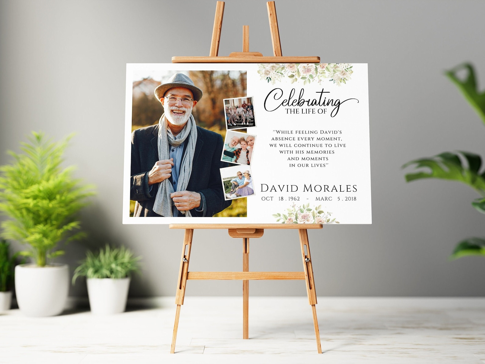 Funeral Photo Collage Template for 4 Photos, Funeral Photos Poster ...