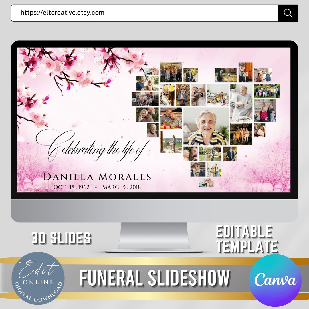 Floral Funeral Slideshow Template, Memorial Video, Celebration of Life ...