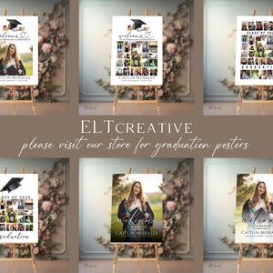 Graduation Photo Collage Poster, Graduation Party Welcome Sign Template ...