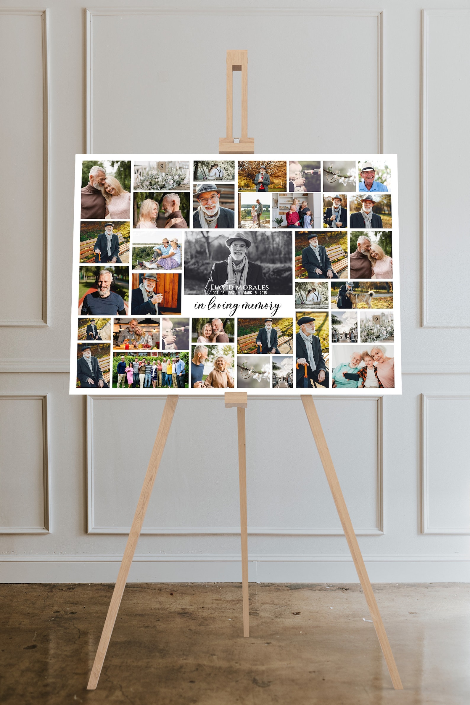 Funeral Photo Collage Welcome Sign, 3 Sizes (20''x16 - 24''x18'' - 36 ...