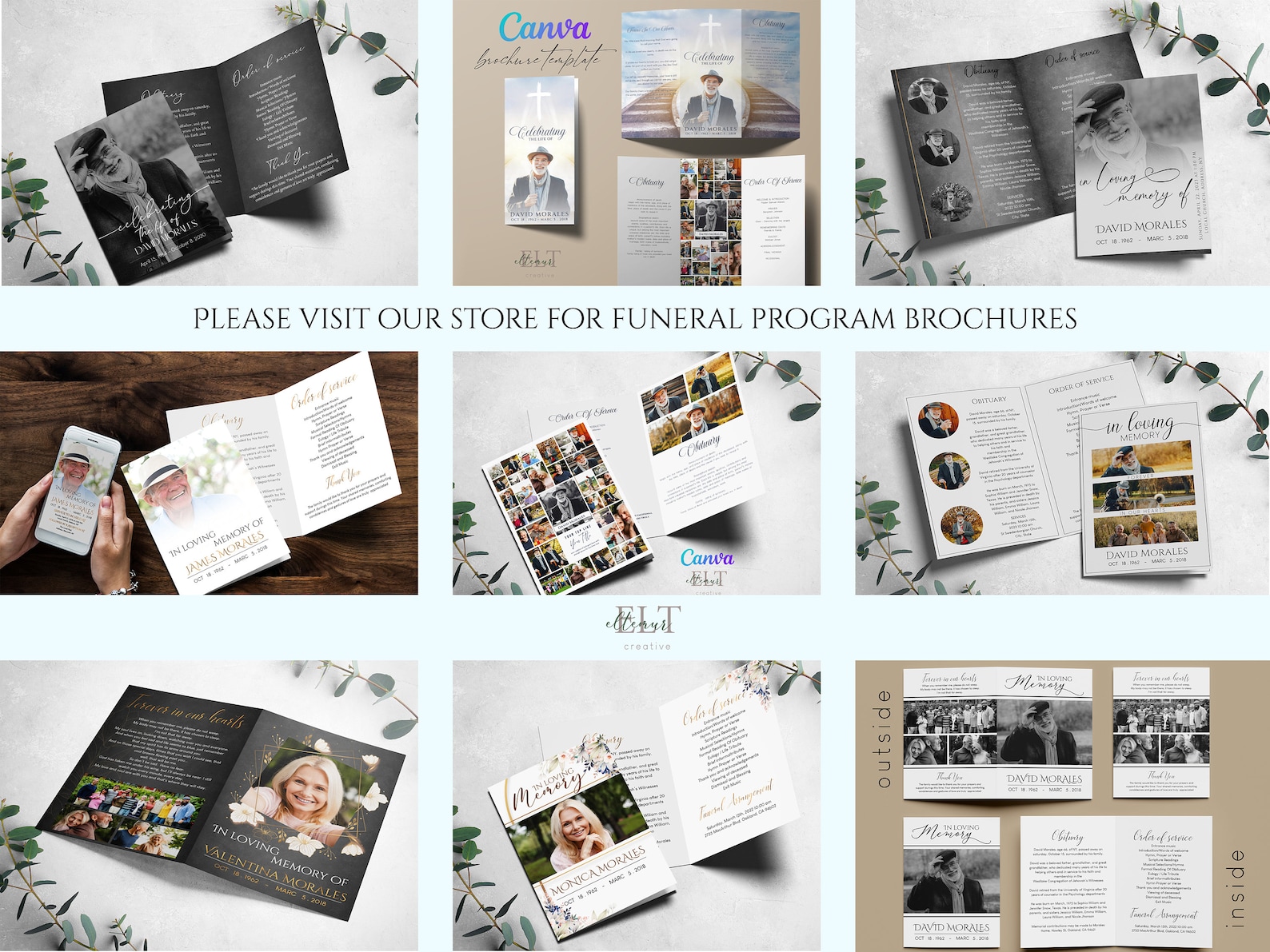 Foldable Funeral Program Template With Text and Photos on the Front ...