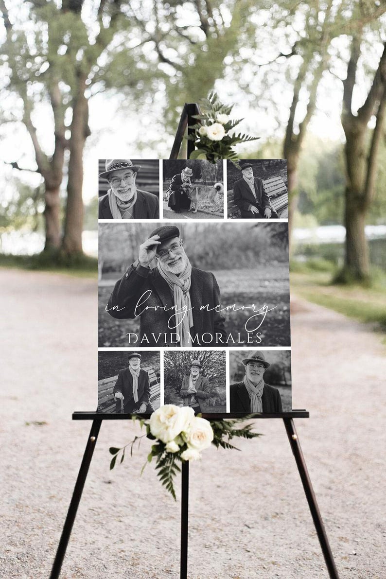 Black and White Funeral Welcome Sign Funeral Collage - Etsy