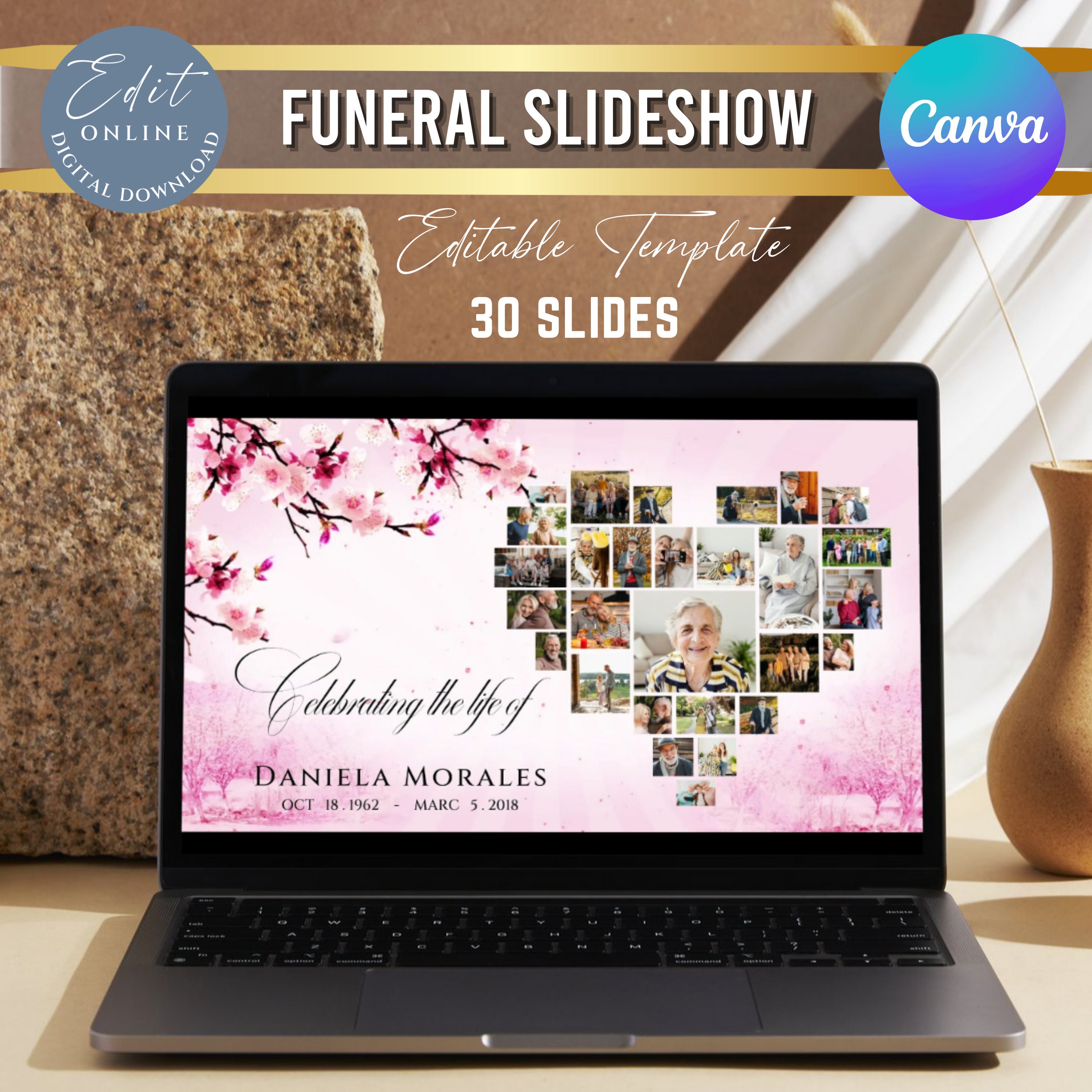 Floral Funeral Slideshow Template, Memorial Video, Celebration of Life ...