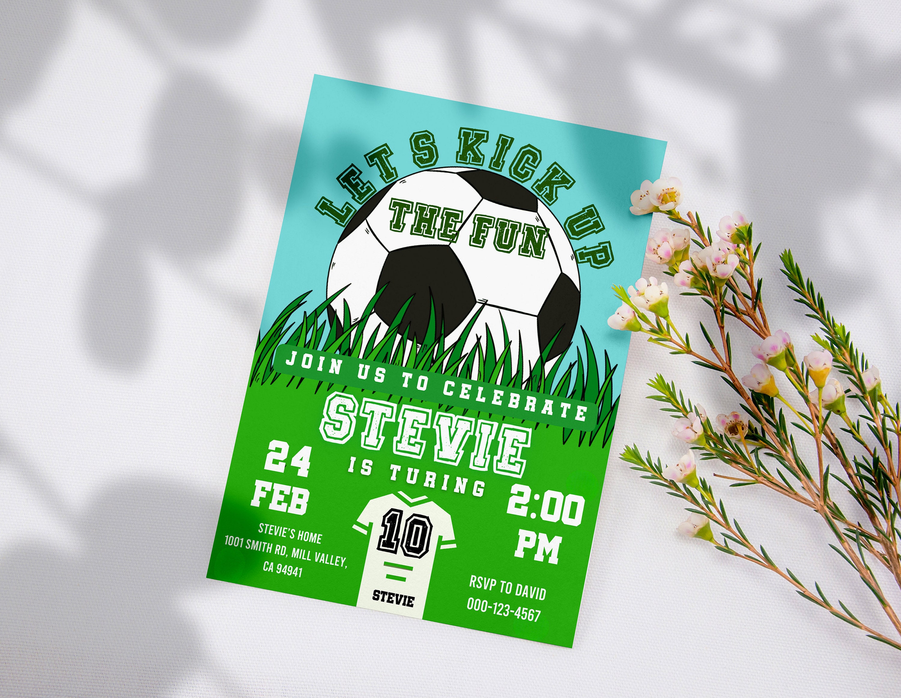 Invitación de cumpleaños de fútbol, invitación de fútbol editable ...