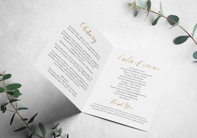 Funeral Program Template With Large Photo, Funeral Memorial Program ...