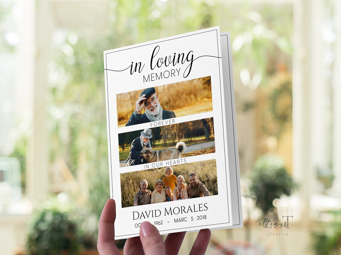 Funeral Memorial Program Template, Collage Funeral Program,minimal ...