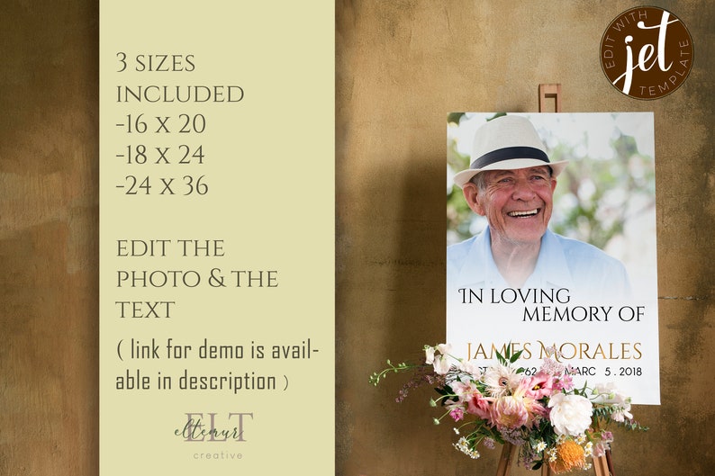 Funeral Collage Poster With Large Photo, Funeral Collage Template ...