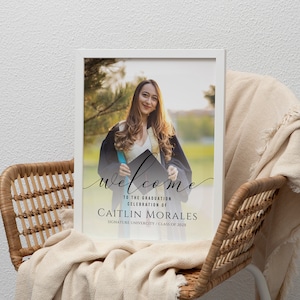 Editable Modern Graduation Welcome Poster Template - Single Photo, 8 ...