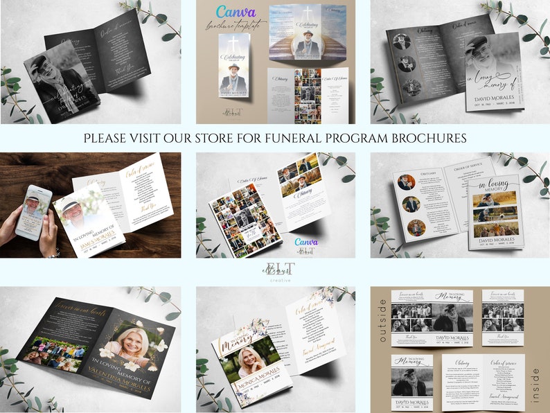Funeral Program Template, Tri-fold Brochure, Simple Photo Obituary ...