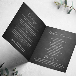 Funeral Program Template, Black and White Funeral Memorial Program ...