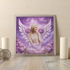 Purple Angel Wings, in Loving Memory PNG, Memorial Background EDITABLE ...