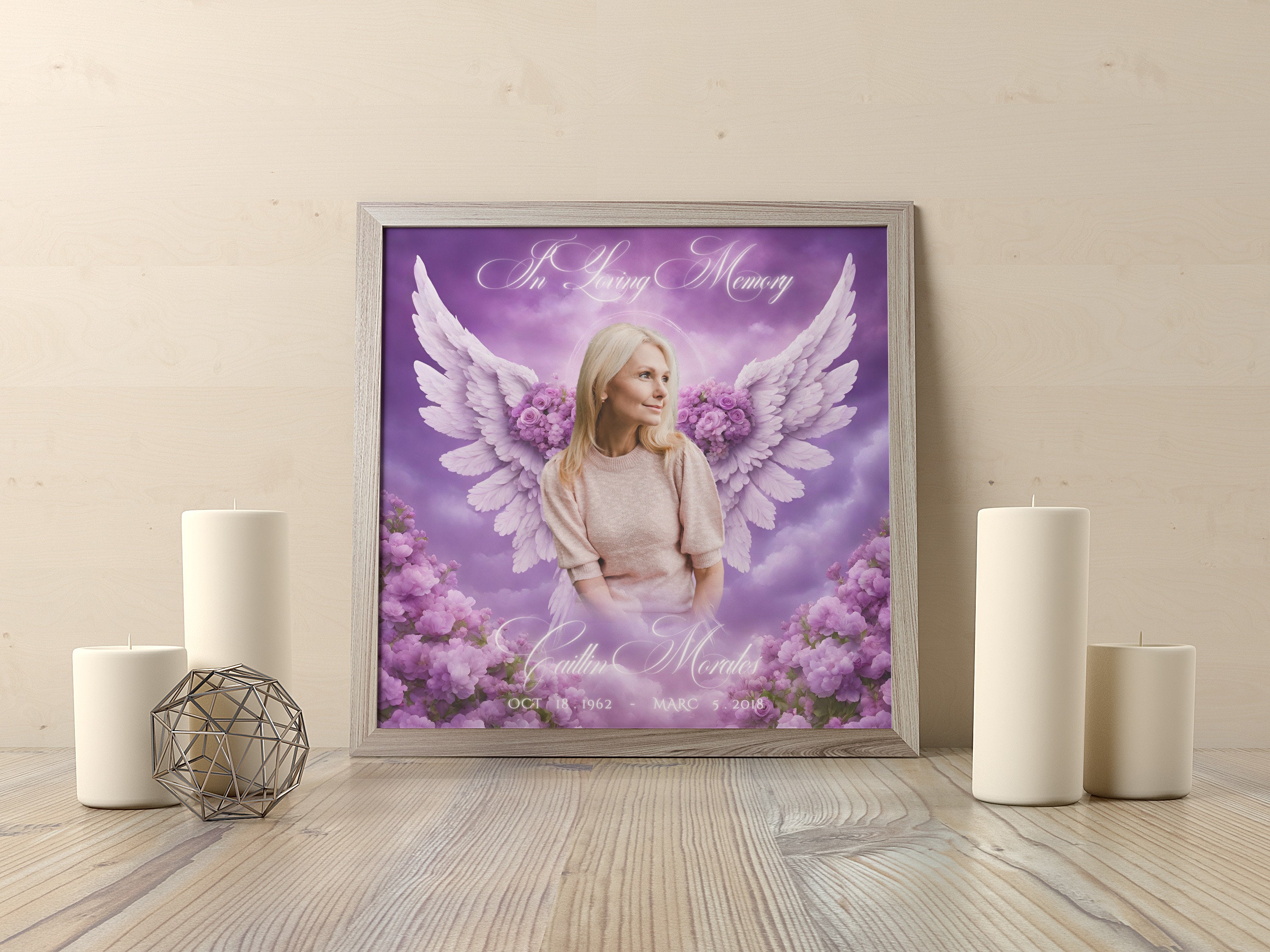 Purple Angel Wings, in Loving Memory PNG, Memorial Background EDITABLE ...