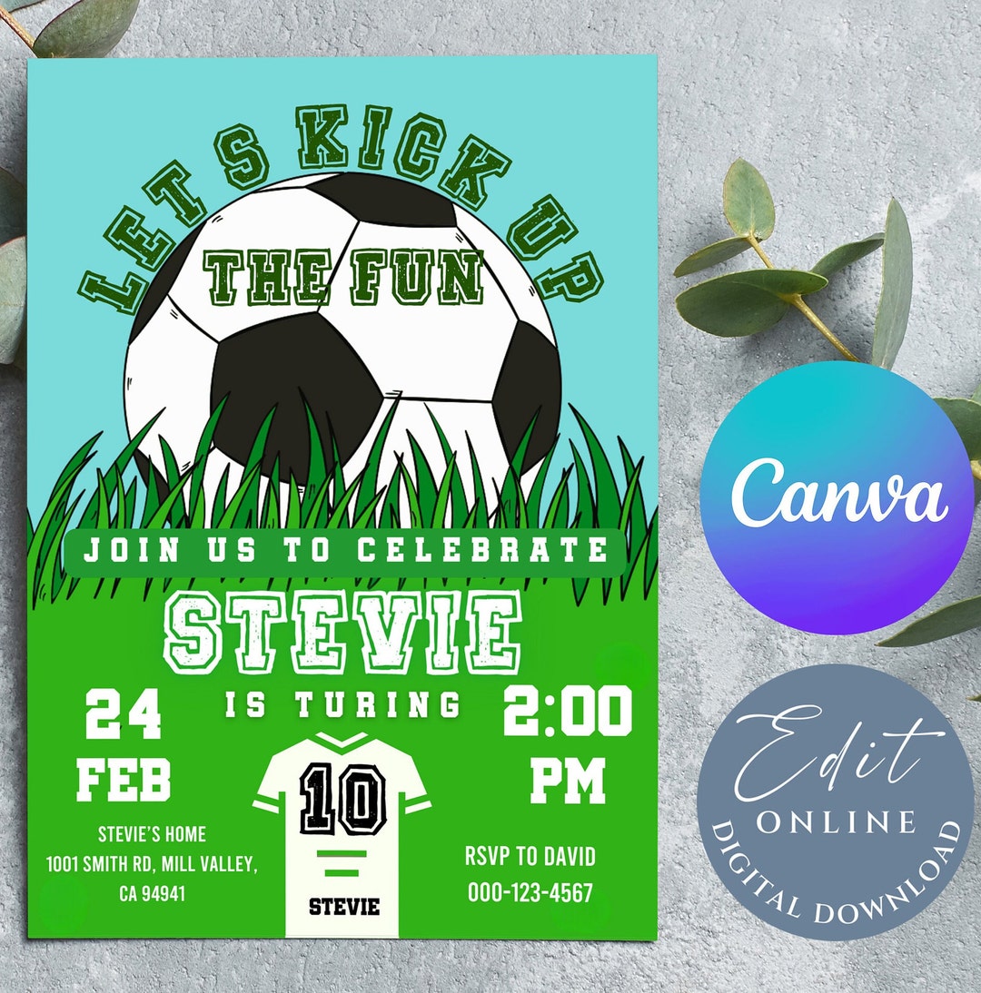 Soccer Birthday Invitation, Editable Soccer Invitation, Football ...
