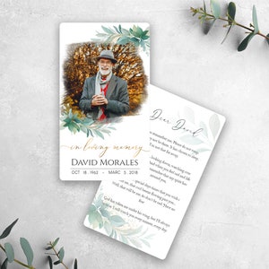 Greenery Funeral Prayer Card , Funeral Editable Template Prayer Card ...