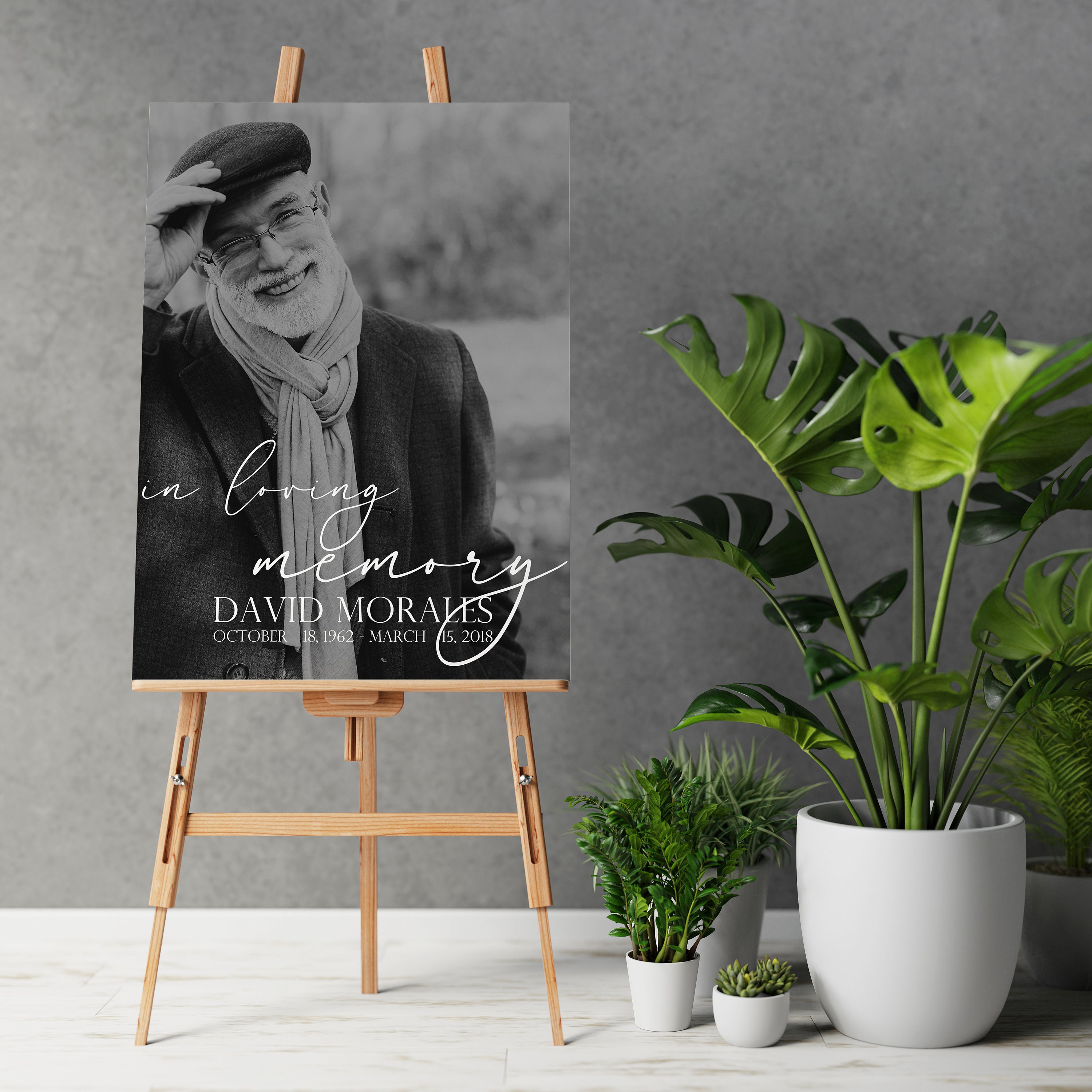 Black White Funeral Sign Simple Memorial Sign Modern Funeral Photo ...