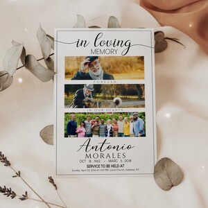 Minimalist Funeral Invitation Template,simple Photo Celebration of Life ...