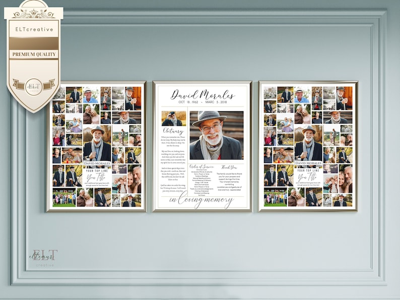 Funeral Set Collage Poster Templates Obituary Funeral Welcome - Etsy